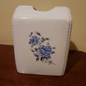Vintage | Bath | Vintage 96s Square Ceramic Tissue Cover With Blue ...